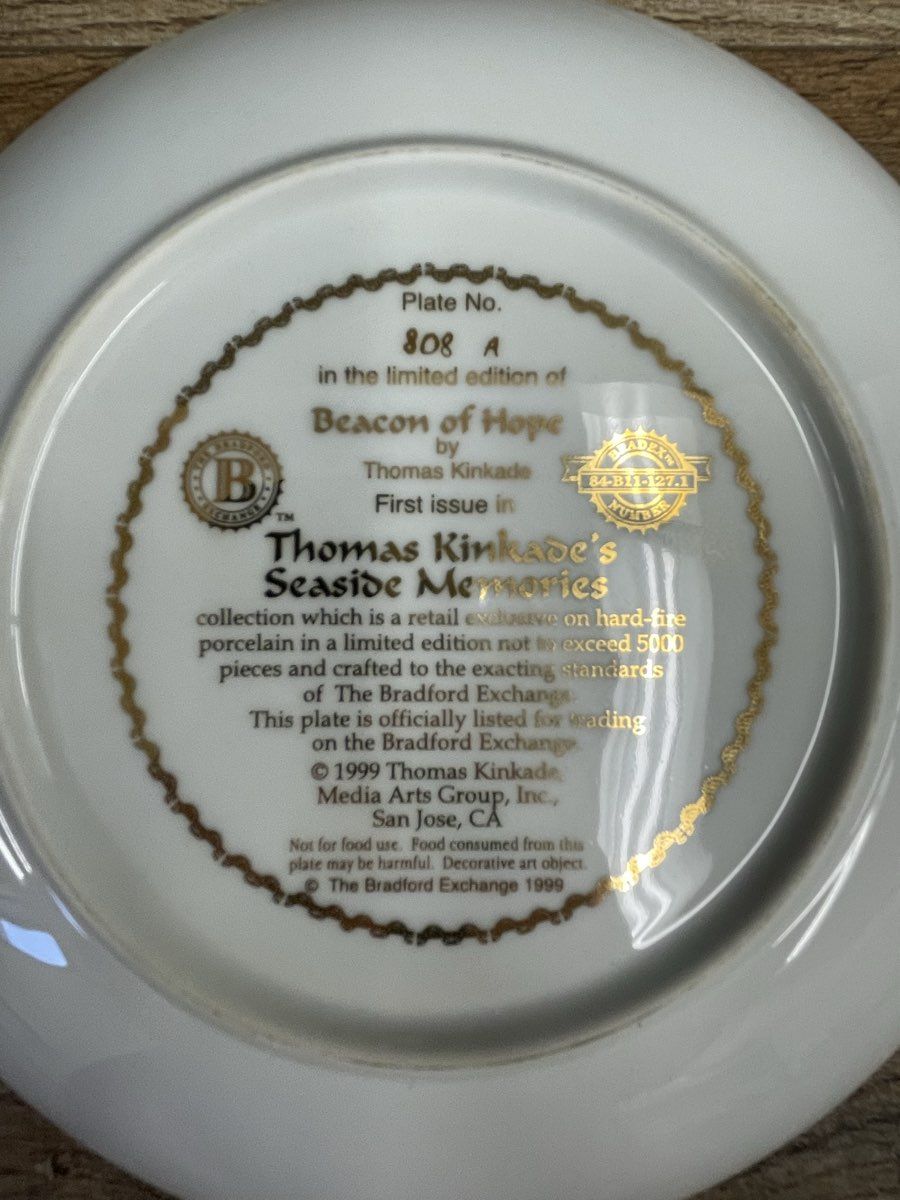 1999 Thomas Kinkade Beacon of Hope Plate 808 A Seaside Memories 1st Is ...