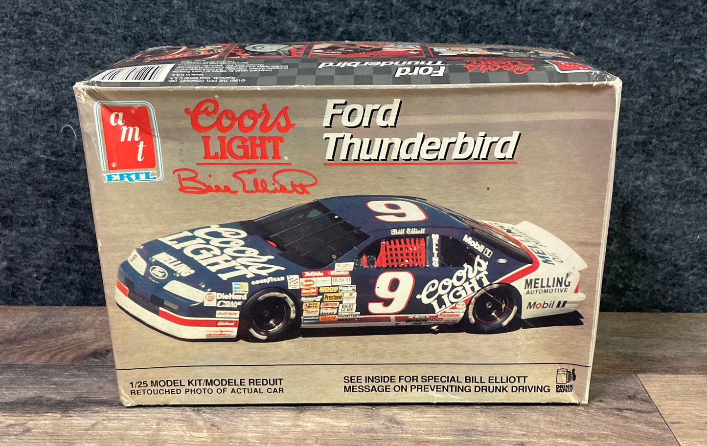 1991 AMT Bill Elliott #9 Coors Light Ford Thunderbird 1/25 Model Kit O ...