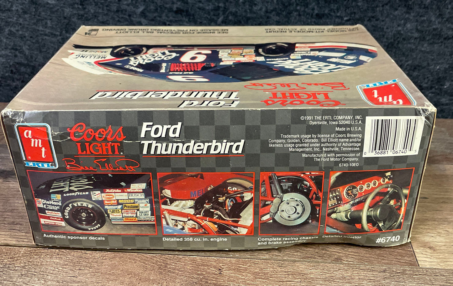 1991 AMT Bill Elliott #9 Coors Light Ford Thunderbird 1/25 Model Kit O ...